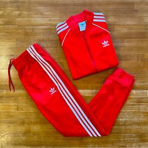 adidas | Pants | Adidas Primeblue Red Sst Track Suit | Poshmark